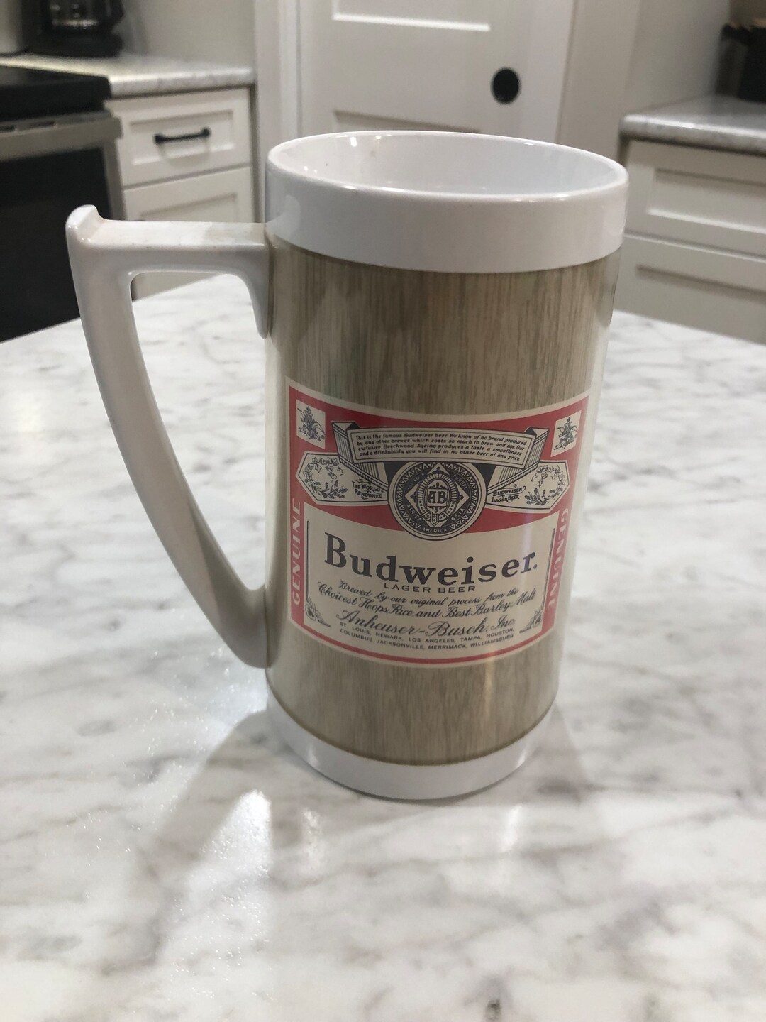 Vintage Budweiser Logo Weston Thermo Serv Mug Cup Hot Beverages Coffee ...