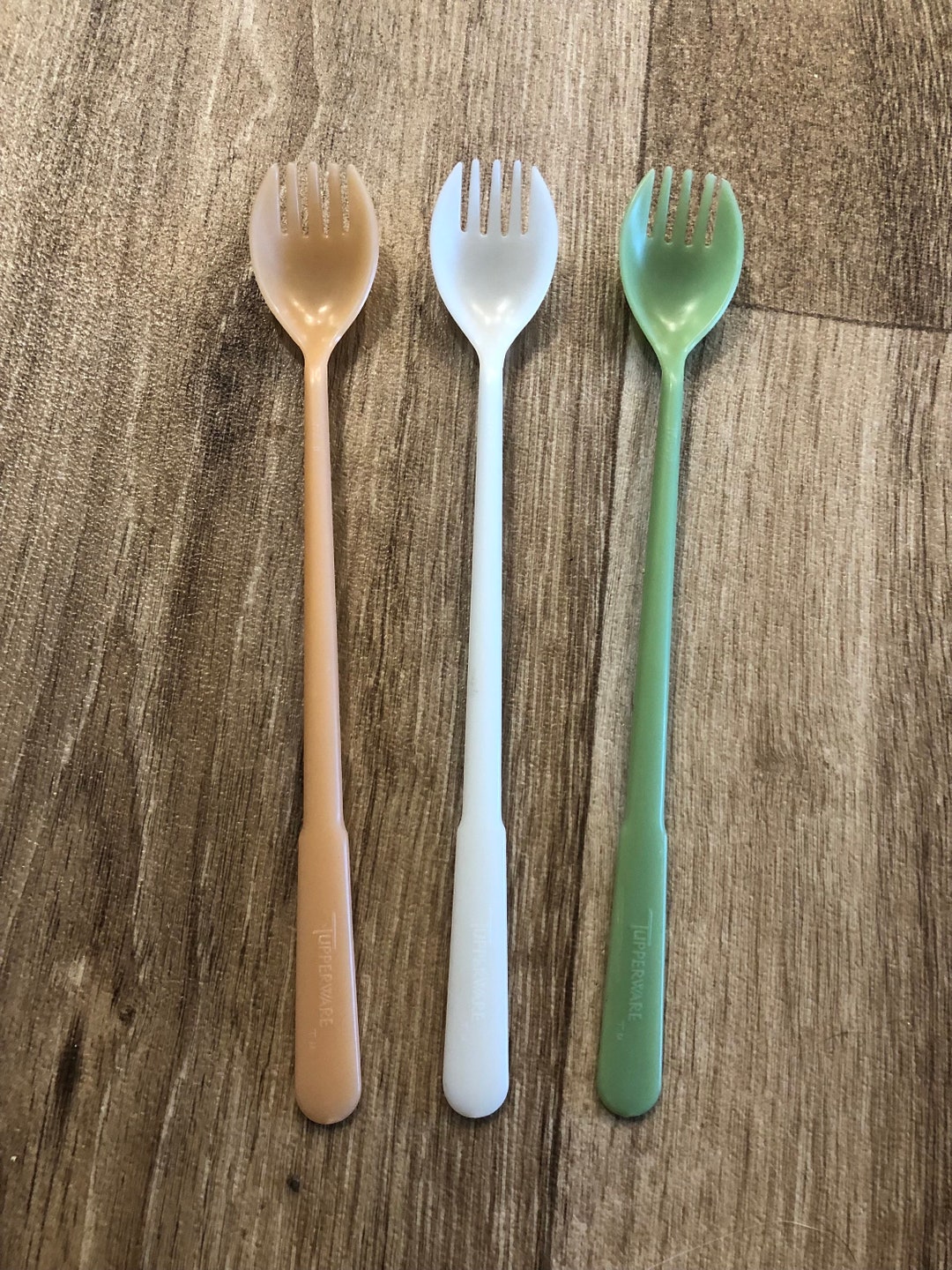 Set of 3 Vintage Tupperware Fork-o-spoon Sporks Pastel Ice Cream ...