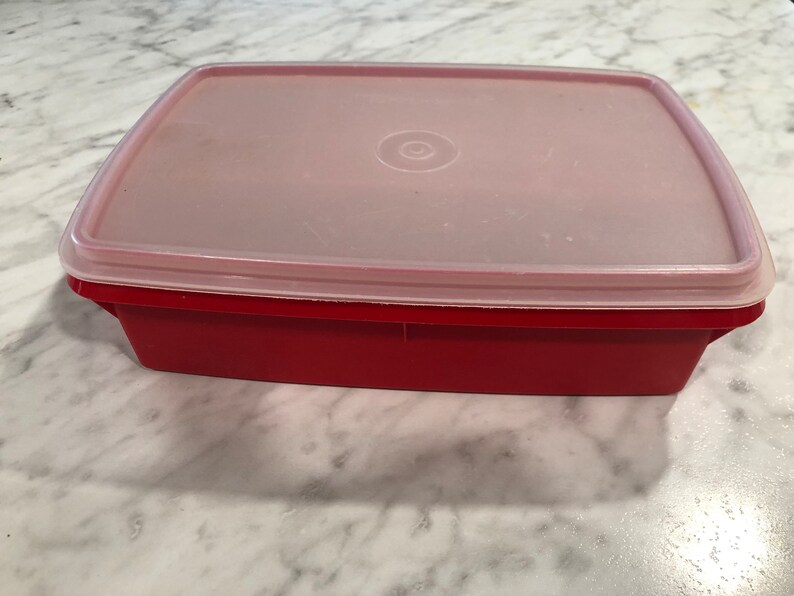 Vintage Tupperware 3 Piece Red Craft Money Box Storage Container Garage ...