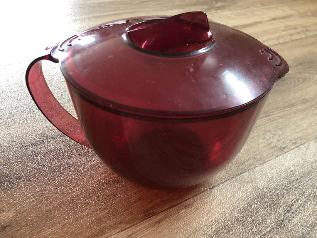 Vintage Tupperware Acrylic Micro Cook Cranberry Red 1 Quart Qt Pitcher ...