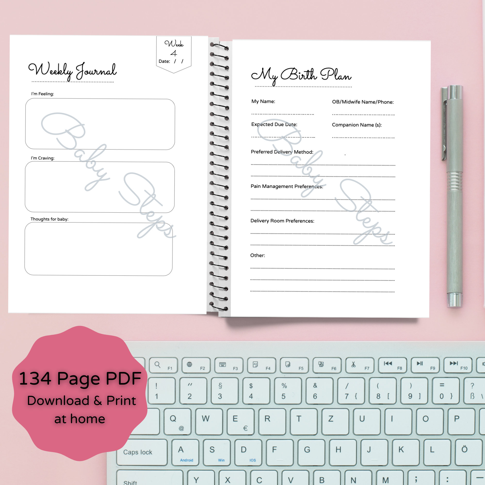 Paper Paper & Party Supplies Hospital Bag Registry List Birth Plan PDF ...