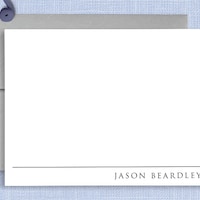 Stationery Note Cards for Men With Border and Name in Modern Font ...