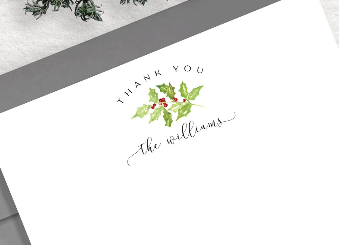 Personalized Christmas Thank You Cards, Holiday Thank You Notes, Thank ...