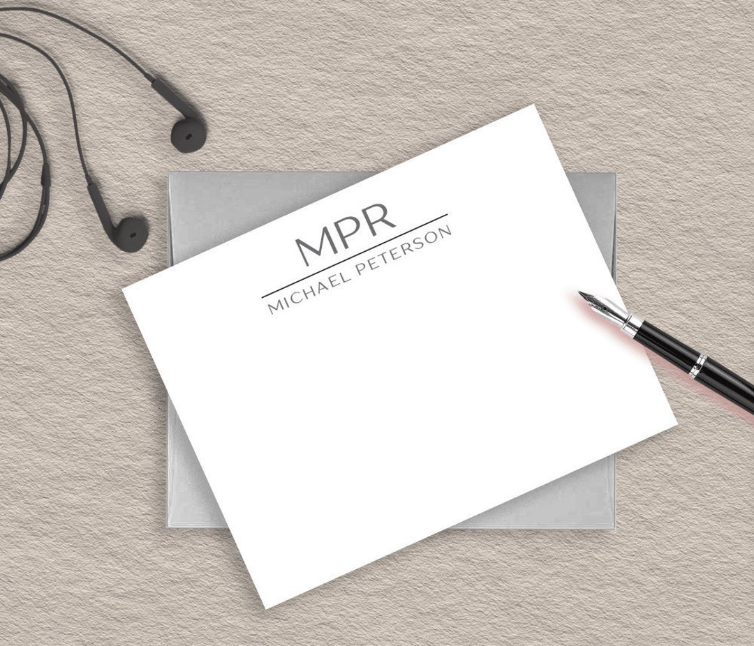 Personalized Stationery for Men, Mens Stationary, Mens Notecards ...