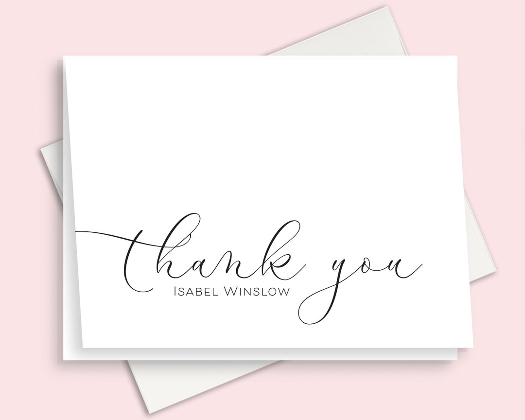 Personalized Modern Thank You Cards, Elegant Minimalist Stationery ...