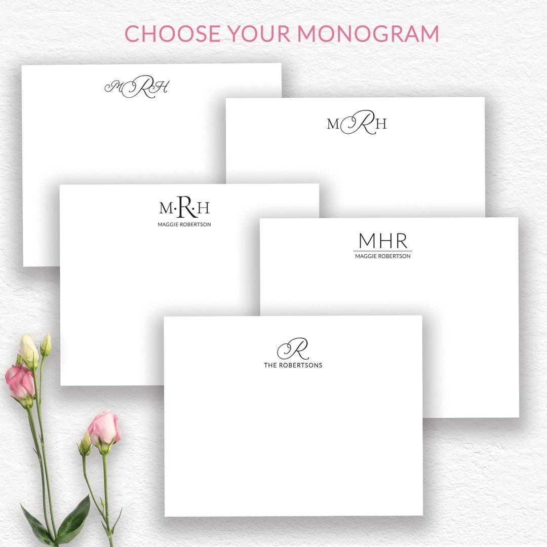 Traditional Monogrammed Stationery, Classic Personalized Custom Note ...
