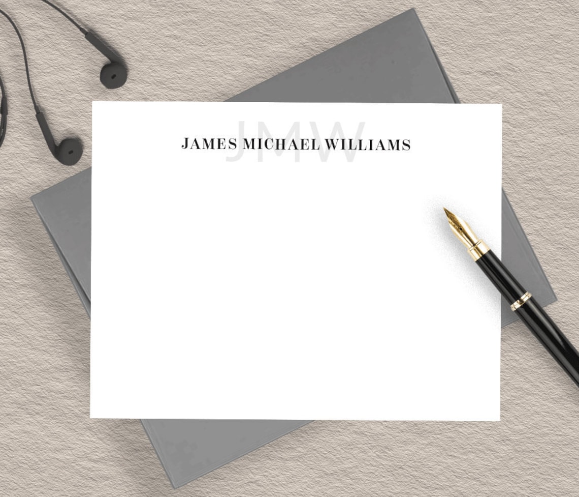 Personalized Stationery for Men, Mens Stationary, Mens Notecards ...