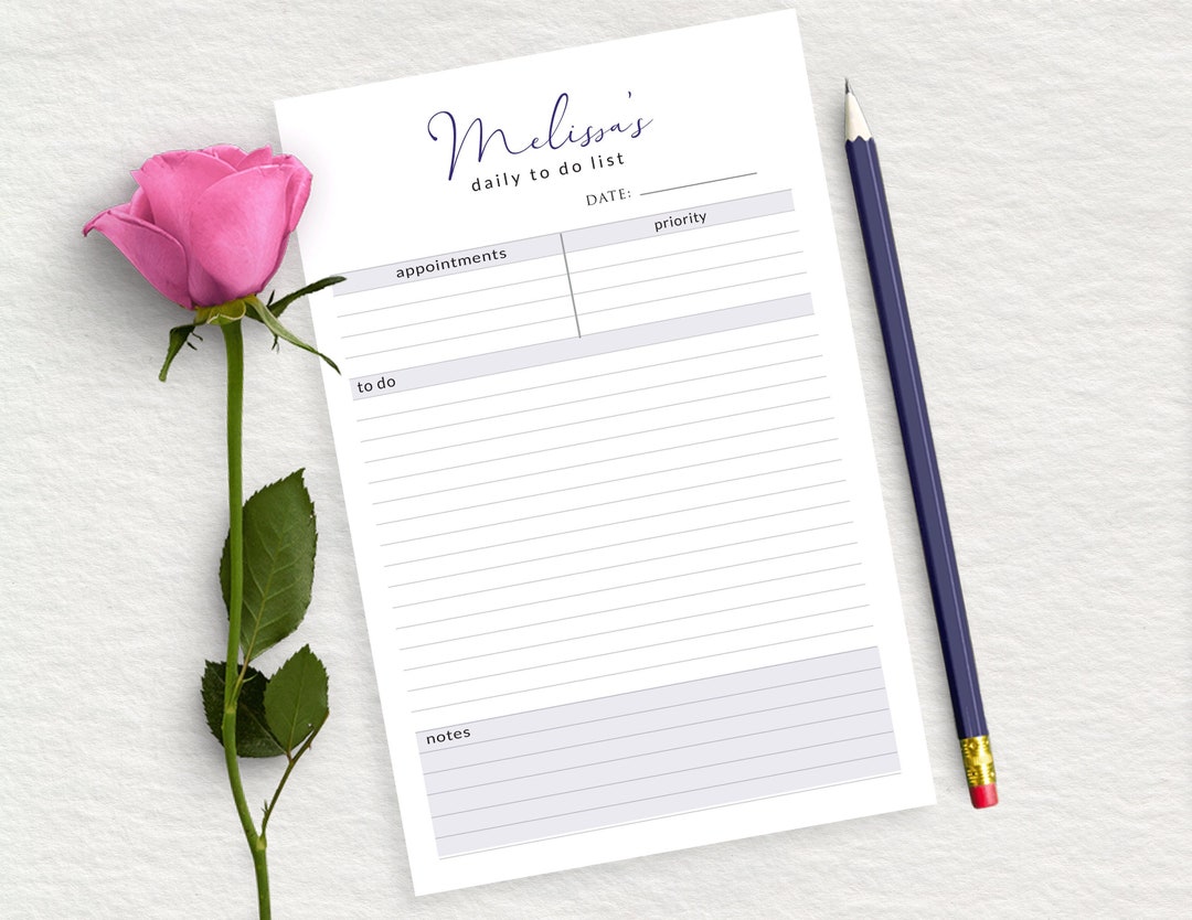 Modern Personalized to Do Notepad, Personalized Stationery, Daily Plan ...