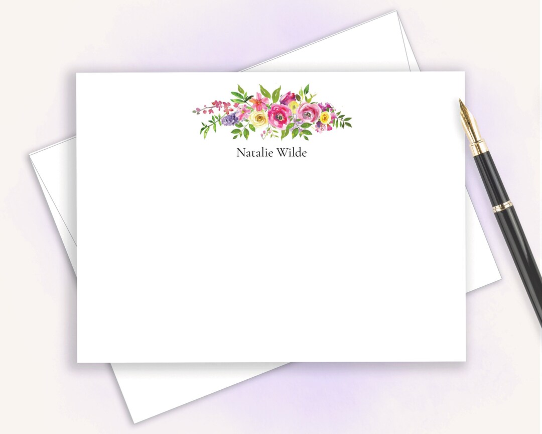 Floral Personalized Stationery, Classic Elegant Thank You Cards With ...