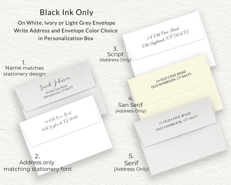 Return Address Printing Custom Envelopes Personalized - Etsy