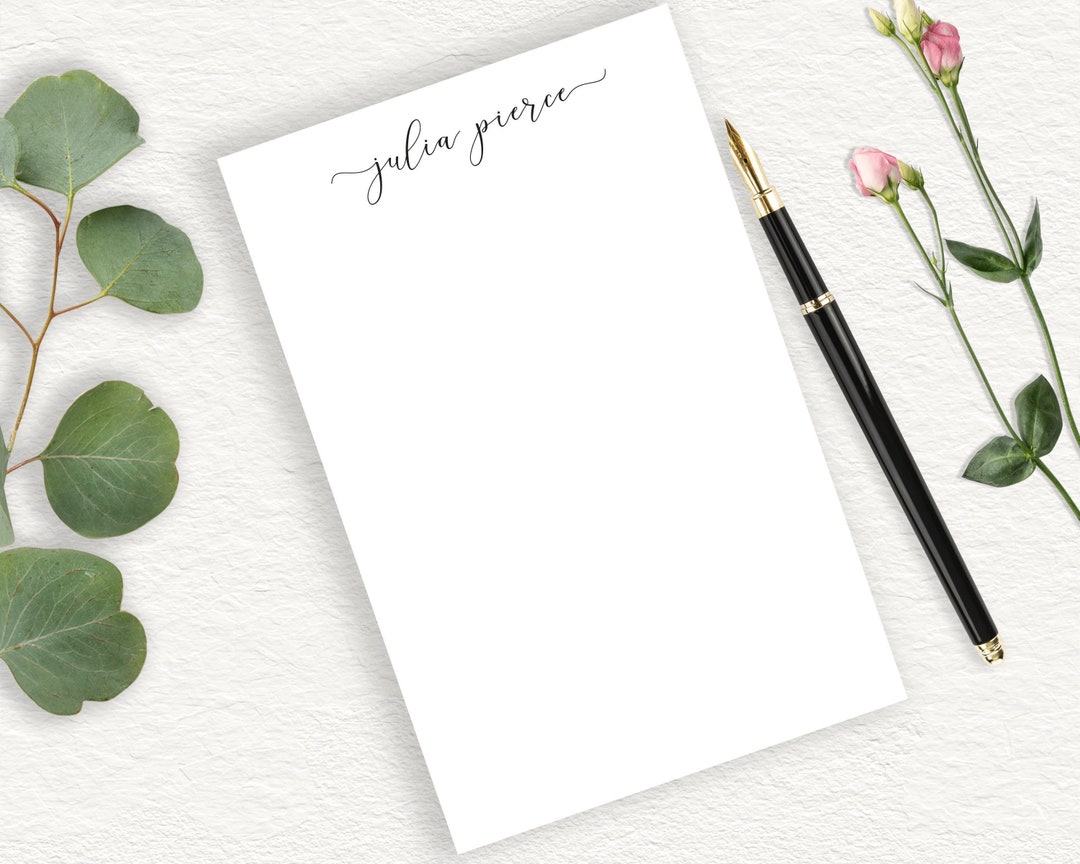 Custom Calligraphy Notepad, Gift for Teacher or Bridesmaid ...