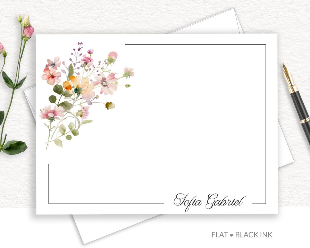 Elegant Summer Thank You Note Cards, Soft Blush Pink Floral ...