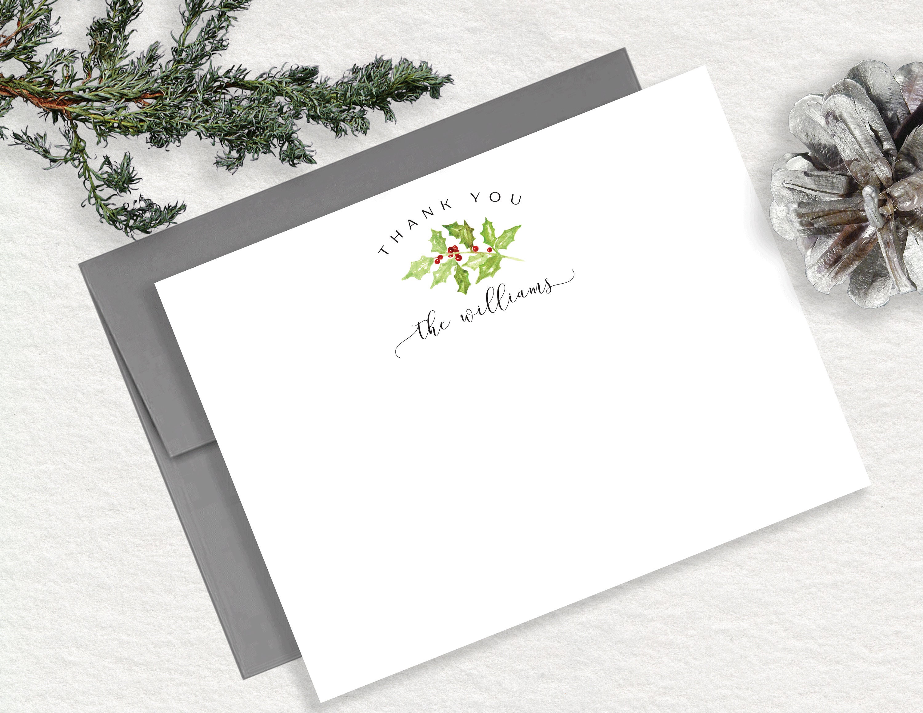 Personalized Christmas Thank You Cards, Holiday Thank You Notes, Thank ...