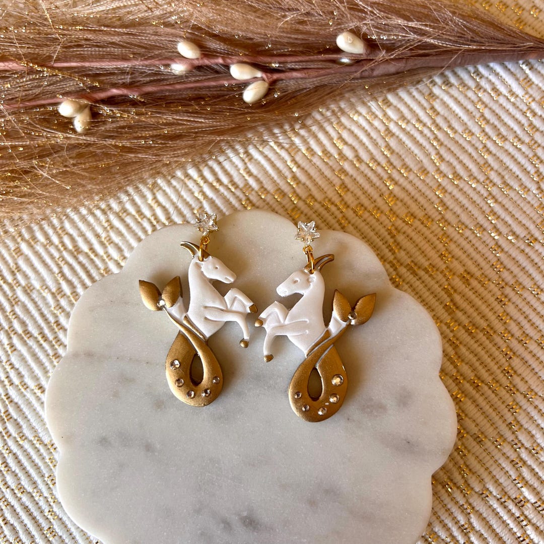 Capricorn Earrings - Zodiac Earrings - Astrology Earrings - Etsy
