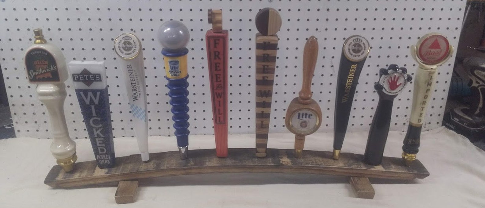 Oak Whiskey Barrel Stave 10 Beer Tap Handle Display Stand - Etsy