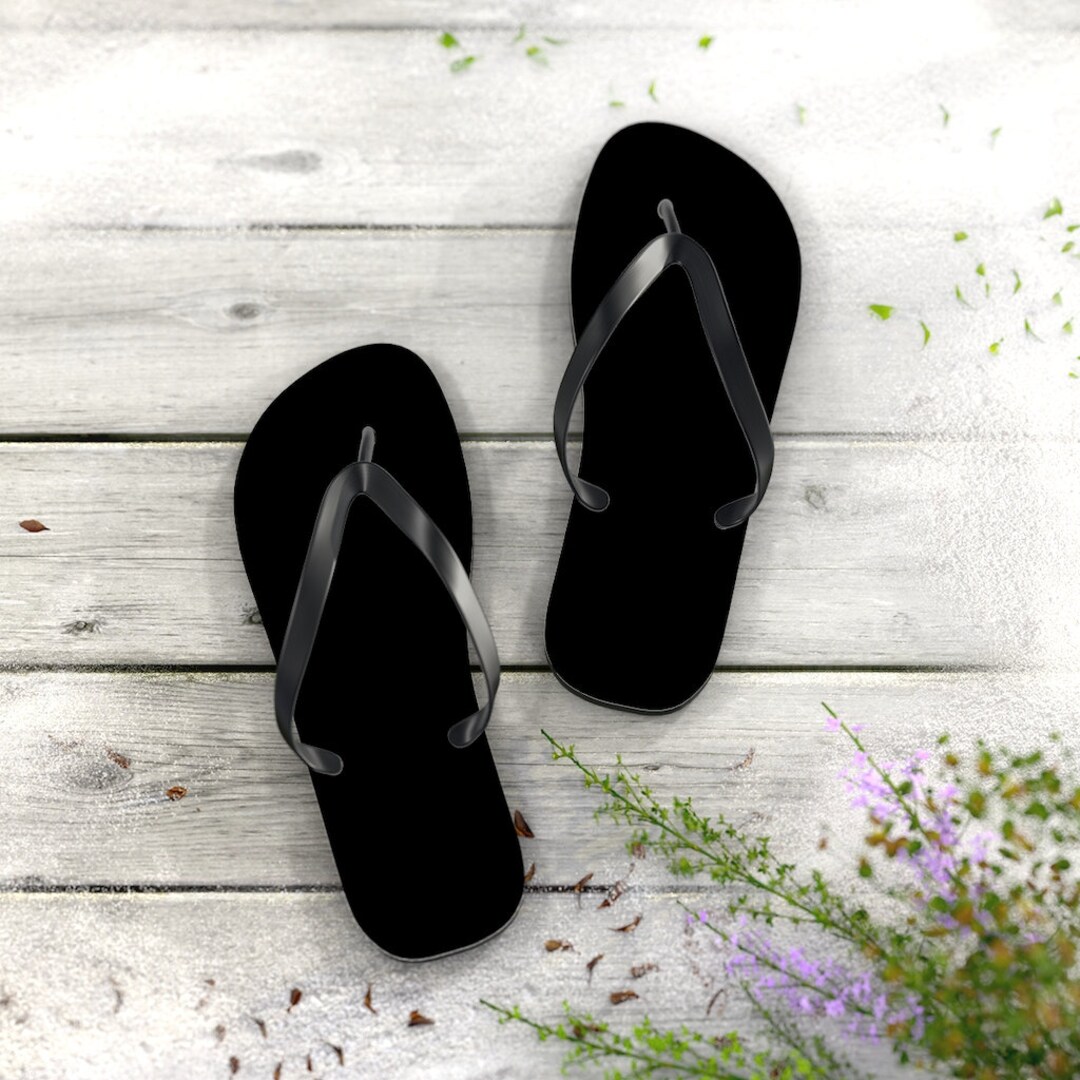 Black Flip Flops, Cushioned Polyester Suede Sole, PVC Strap - Etsy