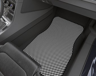 Black & Yellow Car Mats, Checkered Car Floor Mats set of 4 - Etsy