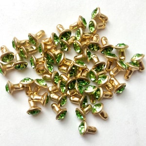 Glass Crystal Rivets 6mm Rhinestone Glass Rivets Gold Post | Etsy