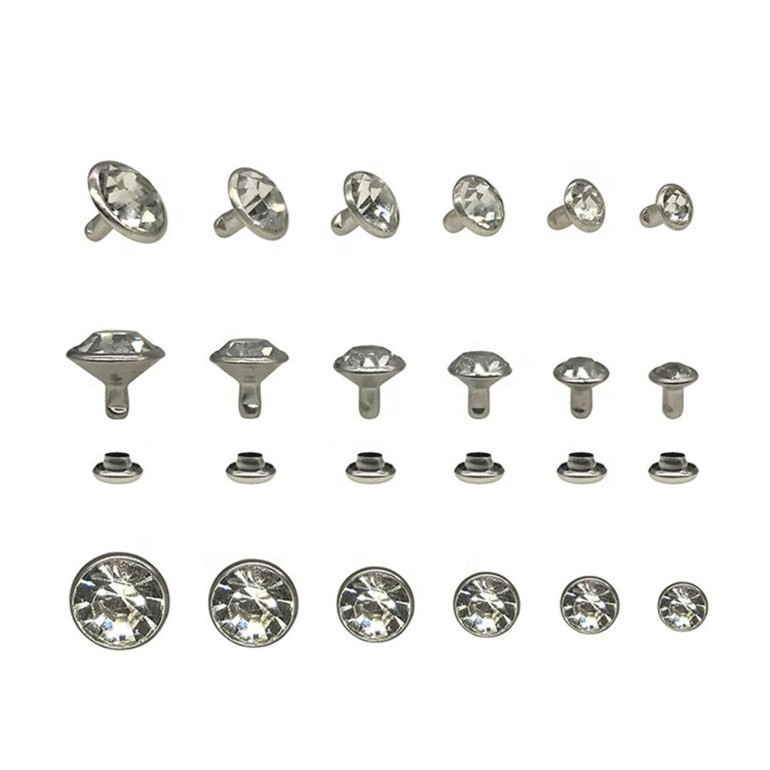 Clear Crystal Rivets 20ct Rhinestone Rivets Bulk Gemstone Studs Shipped ...
