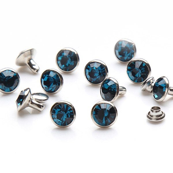 Colored Crystal Rivets 8mm 20pc Glass Gemstone Rivets for | Etsy