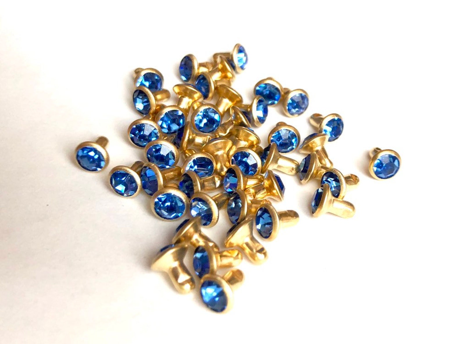 Glass Crystal Rivets 6mm Rhinestone Glass Rivets Gold Post | Etsy