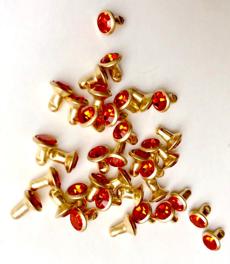 Glass Crystal Rivets 6mm Rhinestone Glass Rivets Gold Post | Etsy
