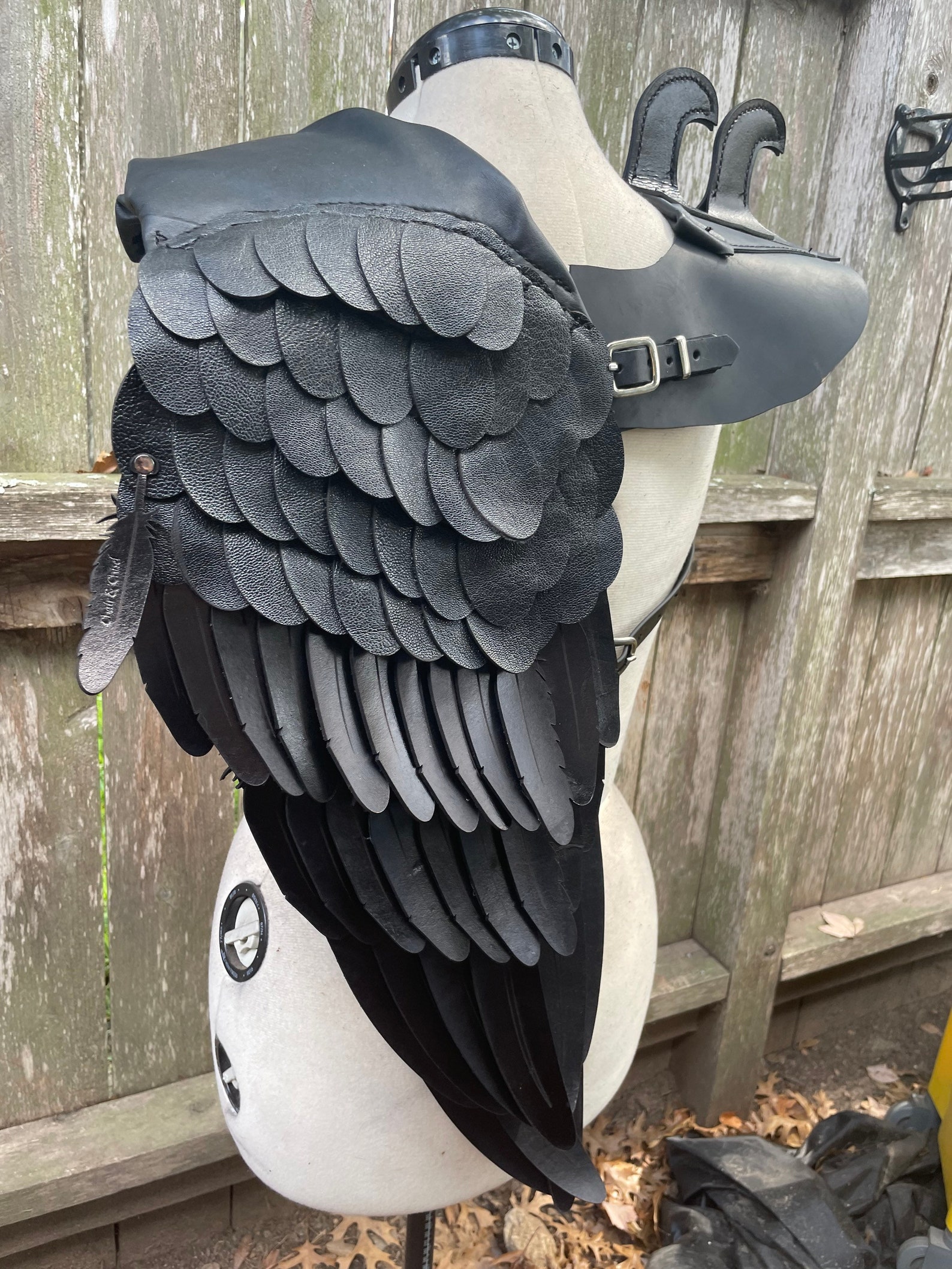 Raven Female Leather Armor Wing and Pauldron Leather Wing - Etsy Australia