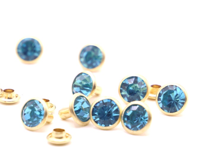 Glass Crystal Rivets 6mm Rhinestone Glass Rivets Gold Post - Etsy