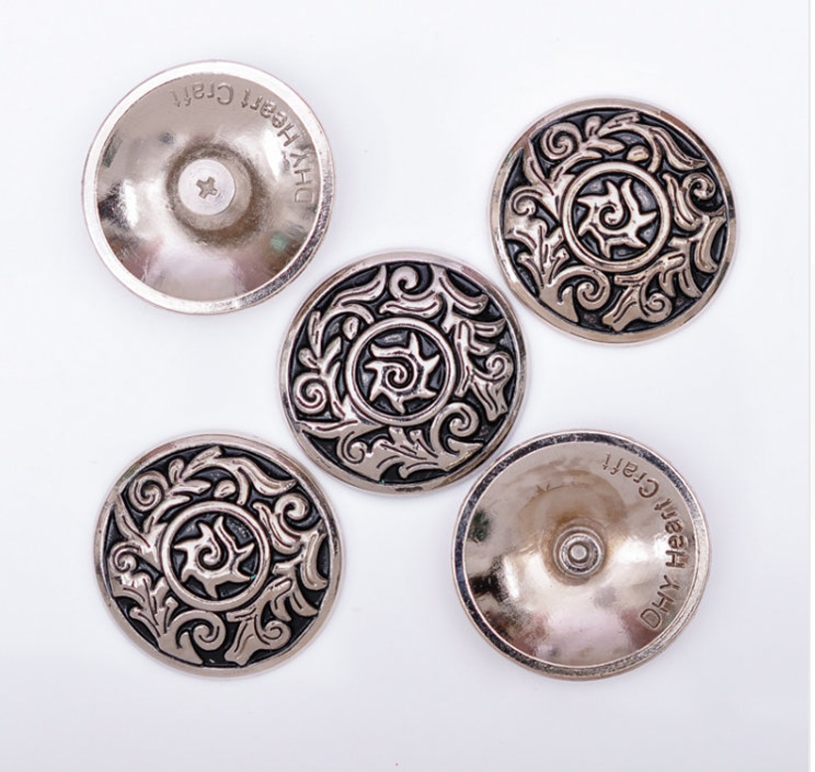 Silver Conchos Dragon Concho Crystal Concho Floral - Etsy