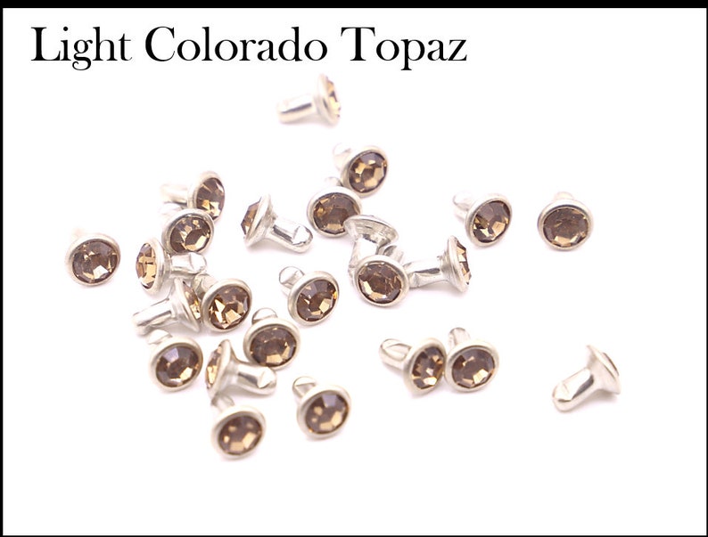 Crystal Rhinestone Rivets 6mm 100 Pack Gemstone Rivets for | Etsy