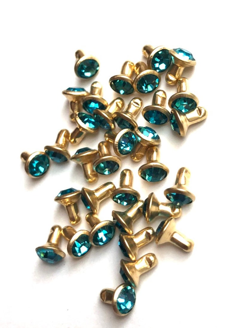 Glass Crystal Rivets 6mm Rhinestone Glass Rivets Gold Post | Etsy