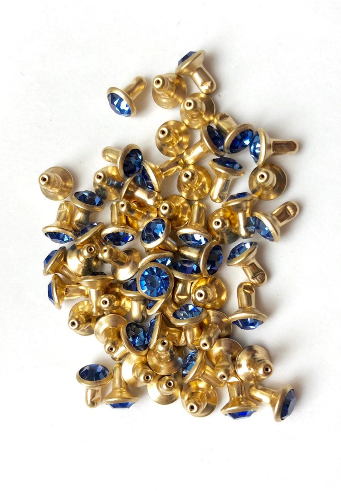 Glass Crystal Rivets 6mm Rhinestone Glass Rivets Gold Post | Etsy