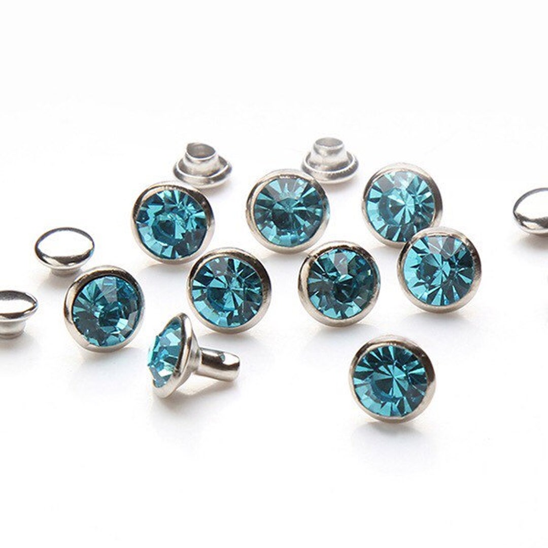 Crystal Rhinestone Rivets 6mm 100 Pack Gemstone Rivets for Leather ...