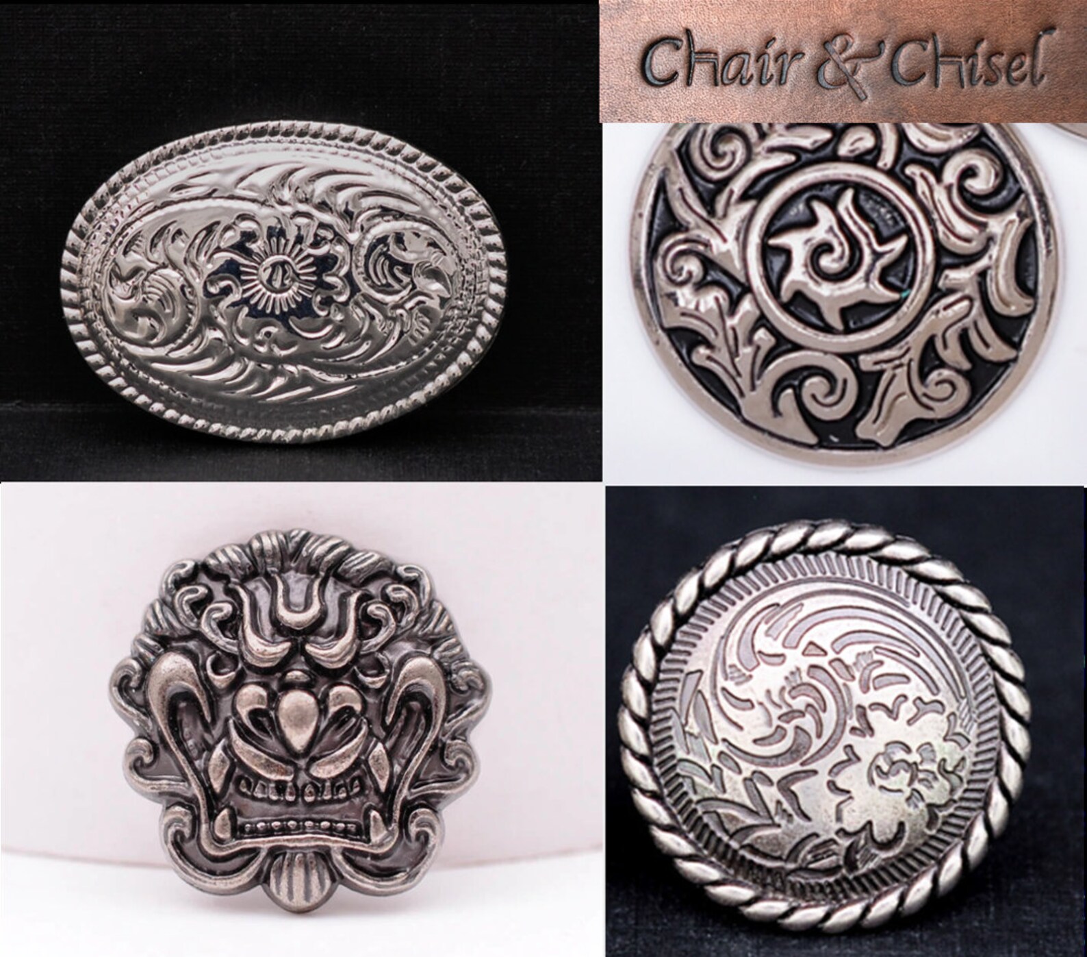 Silver Conchos Dragon Concho Crystal Concho Floral - Etsy