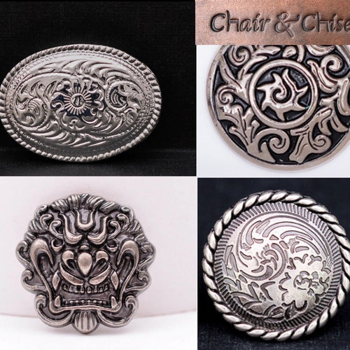 Silver Conchos Dragon Concho Crystal Concho Floral - Etsy