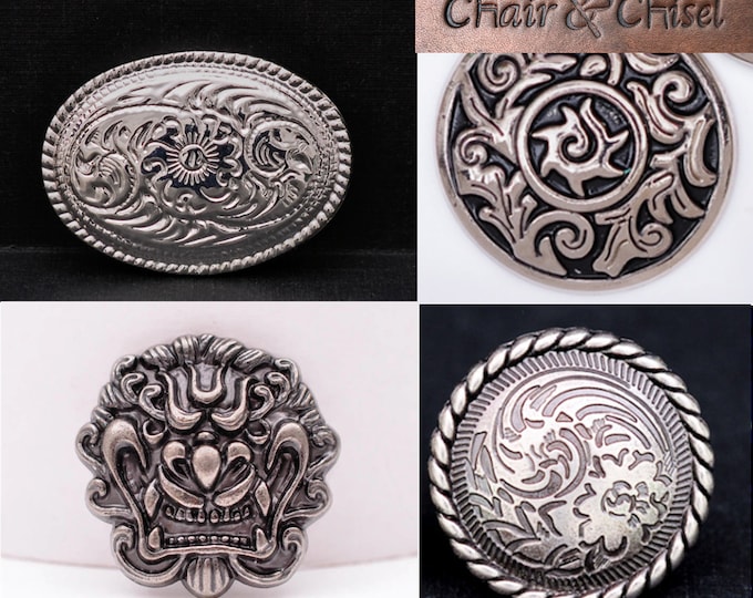 Silver Conchos Dragon Concho Crystal Concho Floral Concho Screwback ...