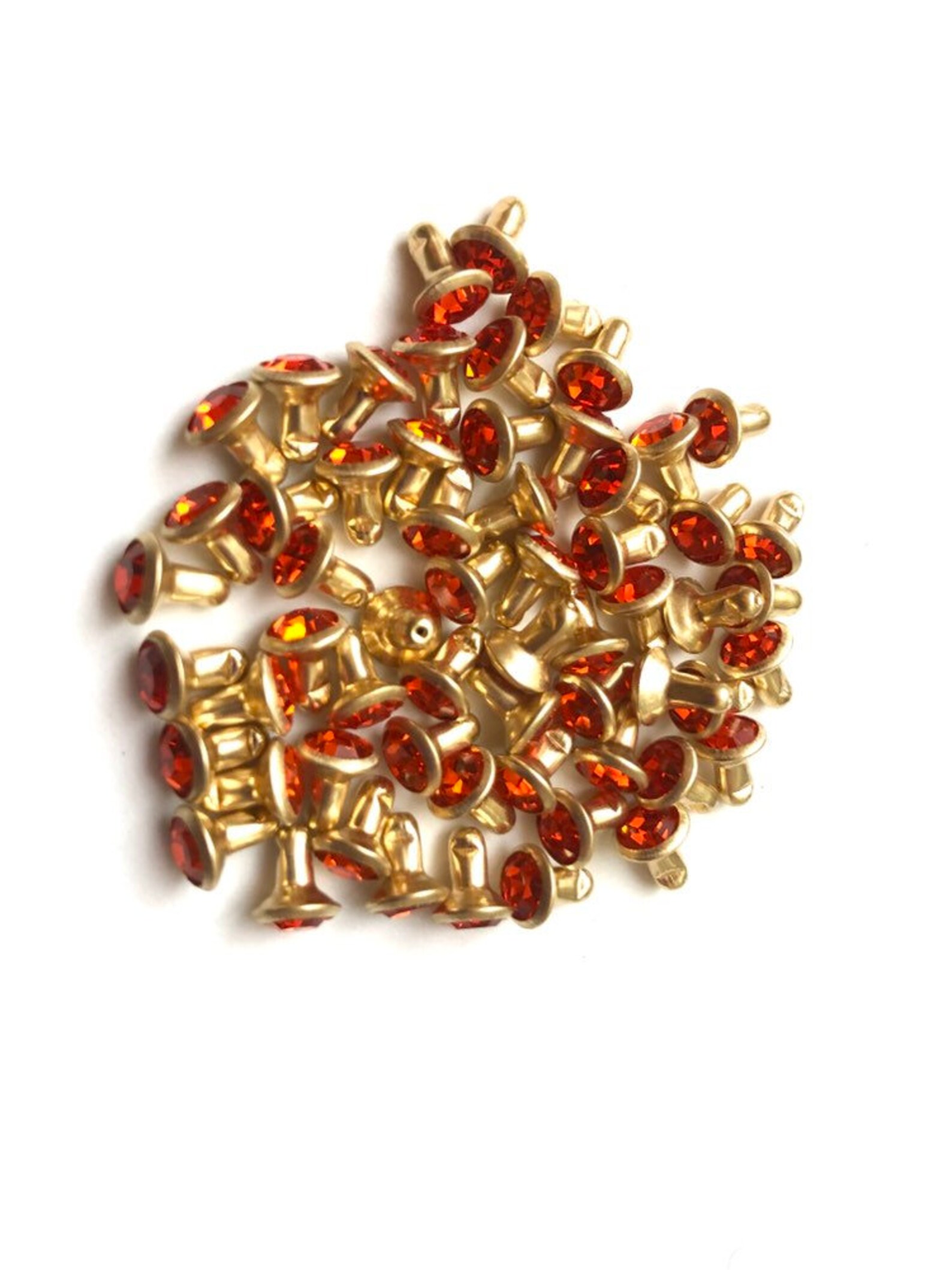 Glass Crystal Rivets 6mm Rhinestone Glass Rivets Gold Post | Etsy