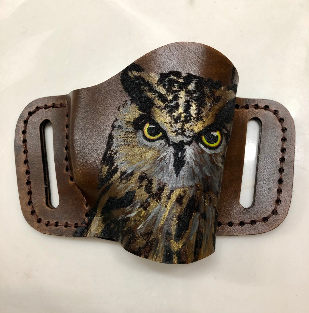 Owl Holster Pancake Leather Holster With Hand Painted Owl P - Etsy