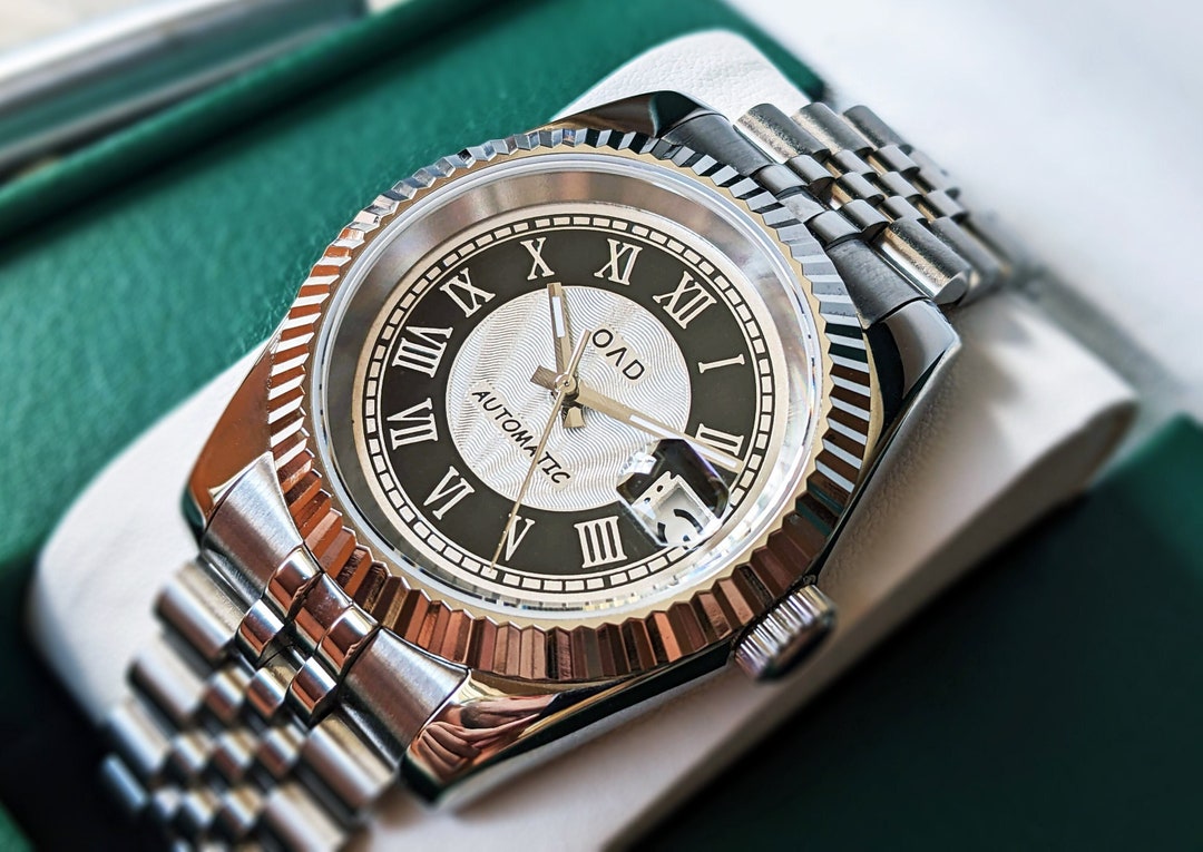 Custom Mod Watch Handmade Enamel Dial Seiko NH35 Movement 40mm Datejust Style Mod Automatic ...