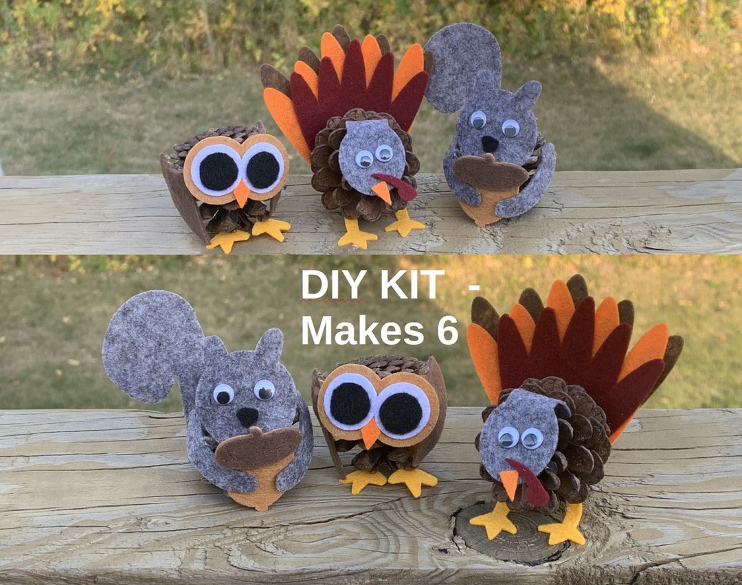 All INCLUSIVE Kit - You Just Cut & Add Glue! Pine Cone Kid's Craft Kit ...