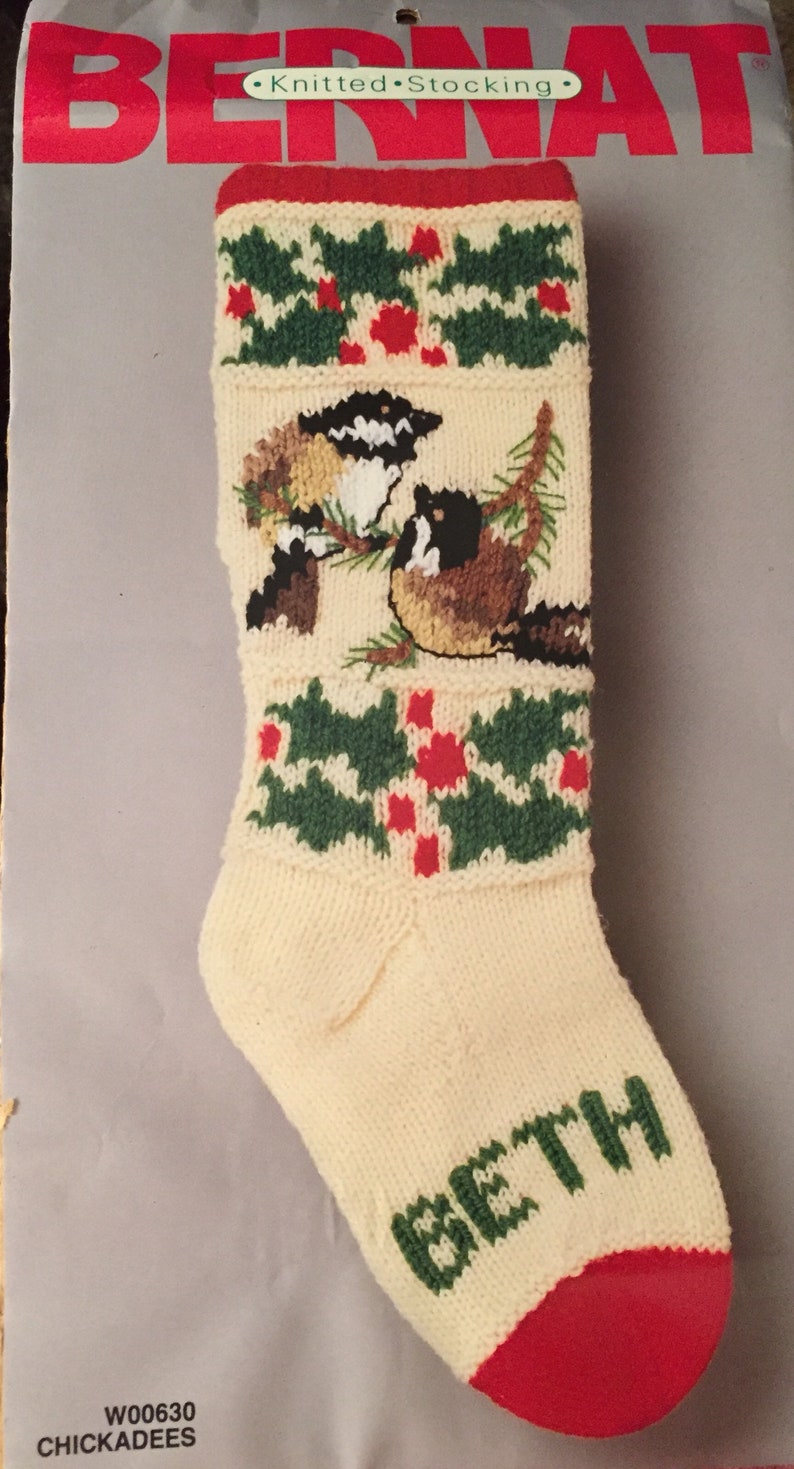 Vintage HTF 1988 Bernat Christmas Heirloom Knit Knitted 17" Stocking # ...