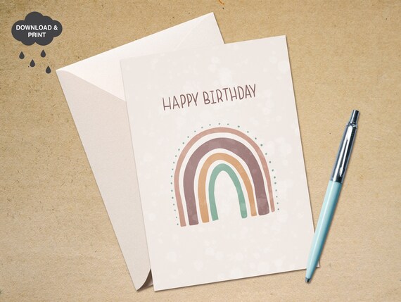 Happy Birthday Boho Rainbow Printable Birthday Card 5x7 - Etsy