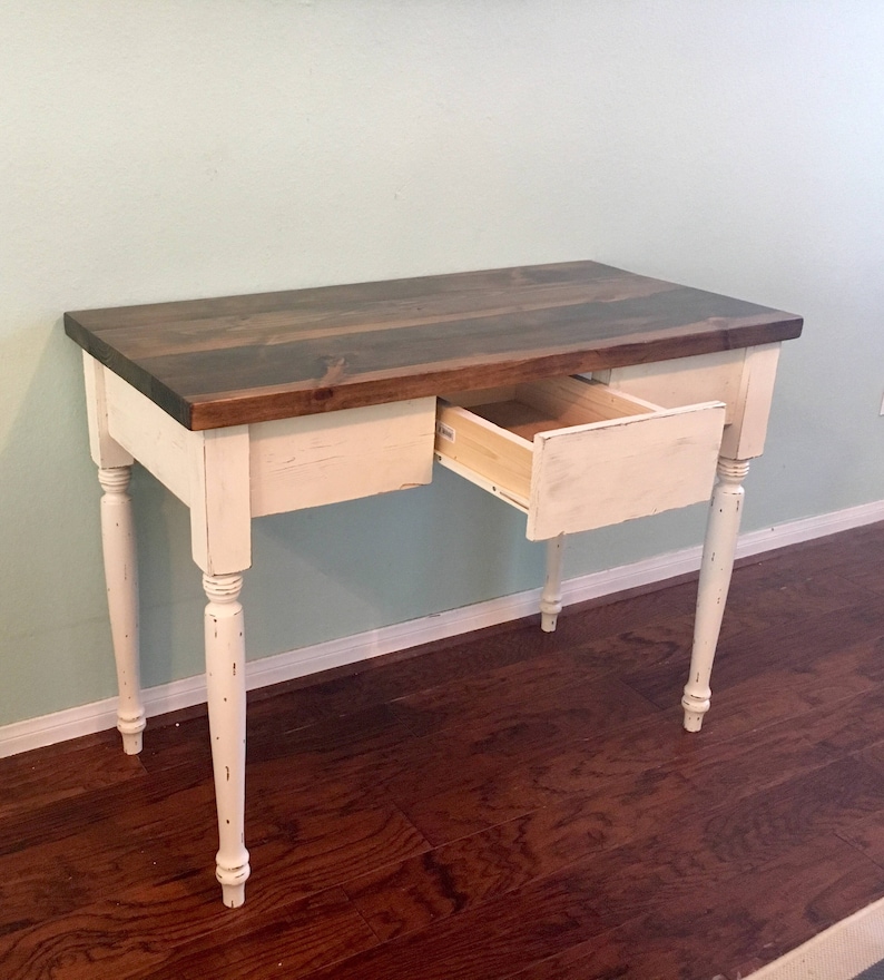 Farmhouse Desk with Center Drawer | Etsy