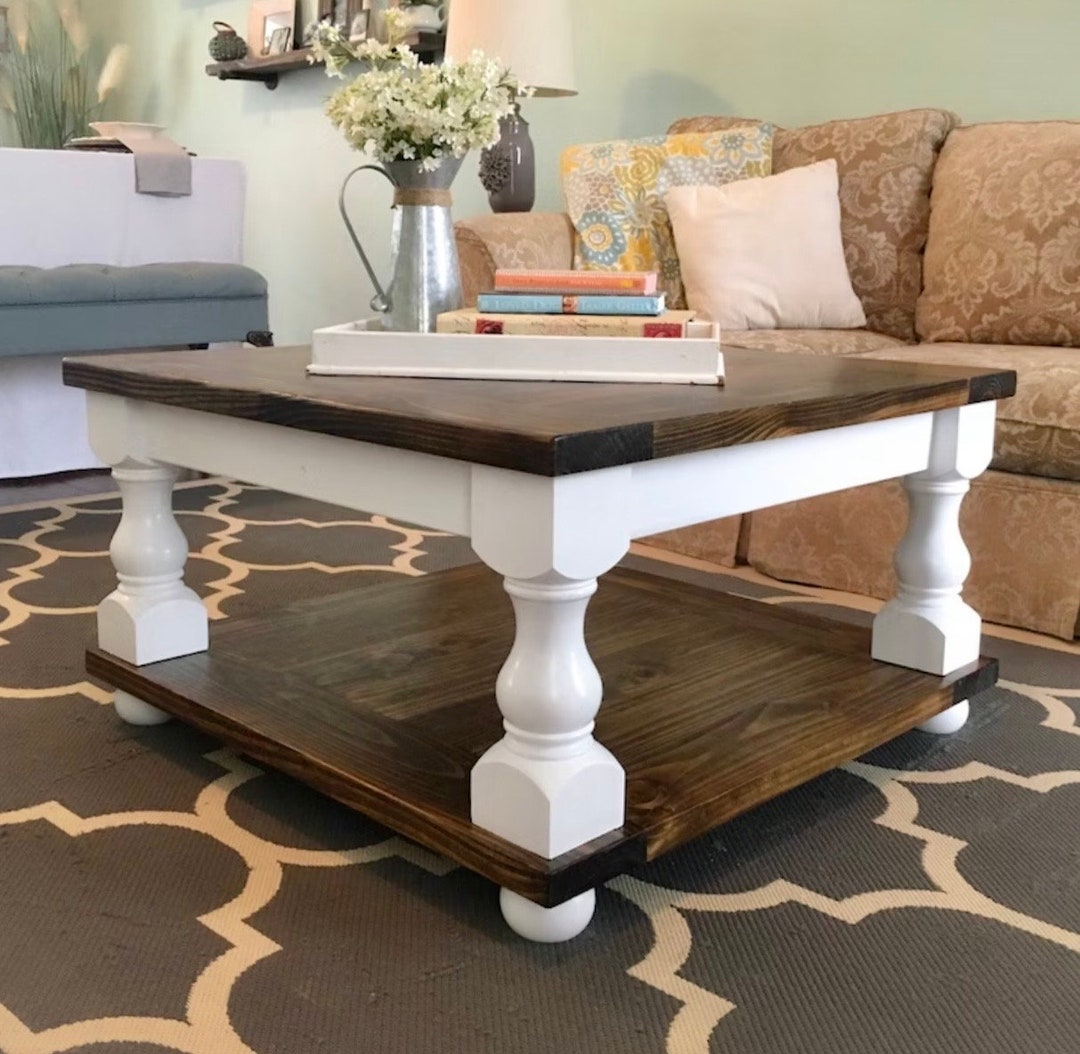 Farmhouse Coffee Table With Bun Feet 36x36x19 Etsy