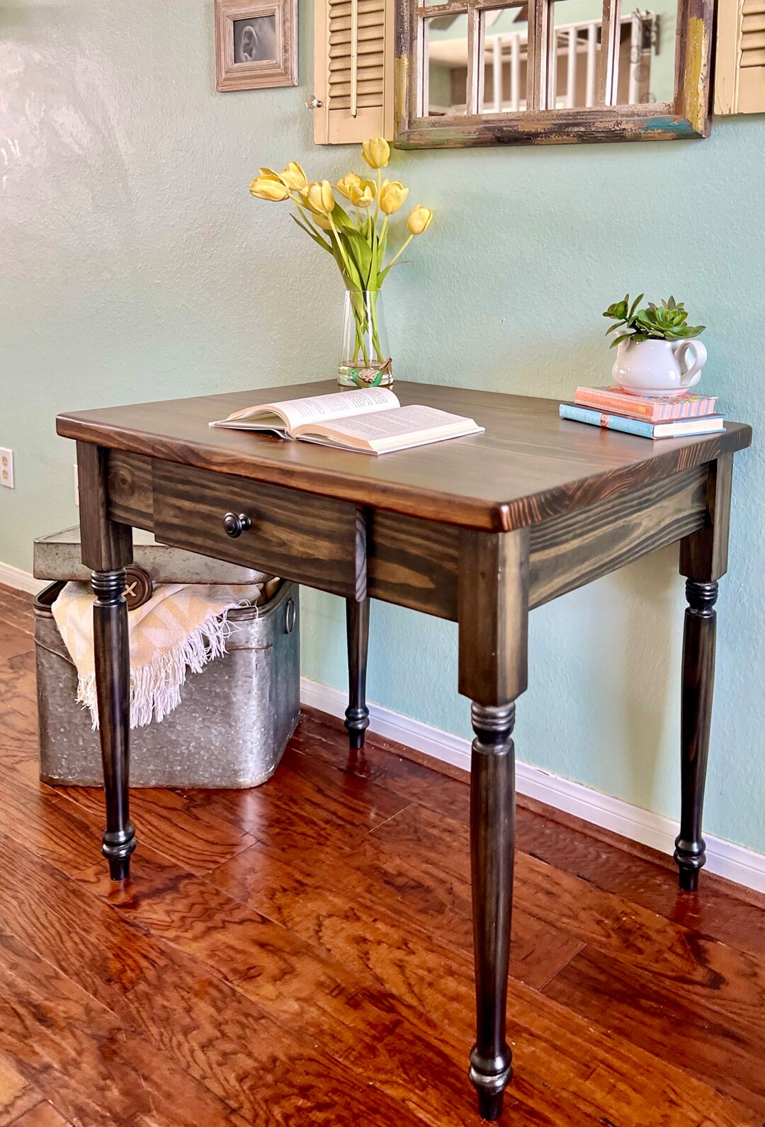 Farmhouse Desk With Center Drawer - Etsy