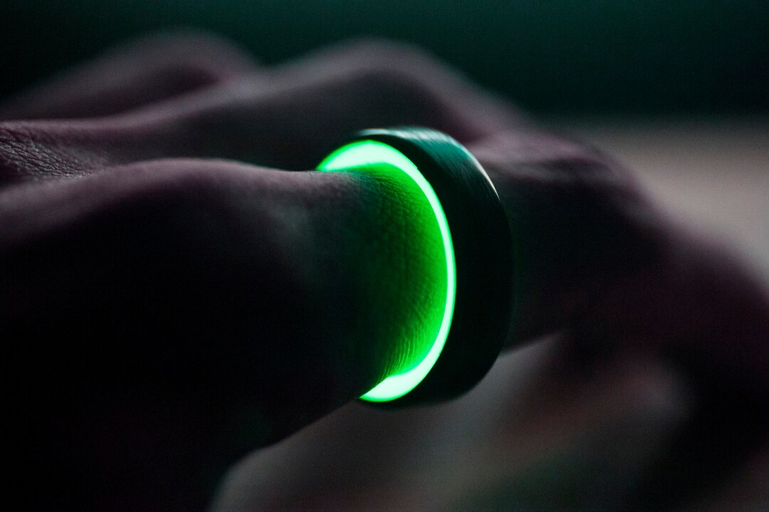 Carbon Fiber Green Glow Ring - Etsy