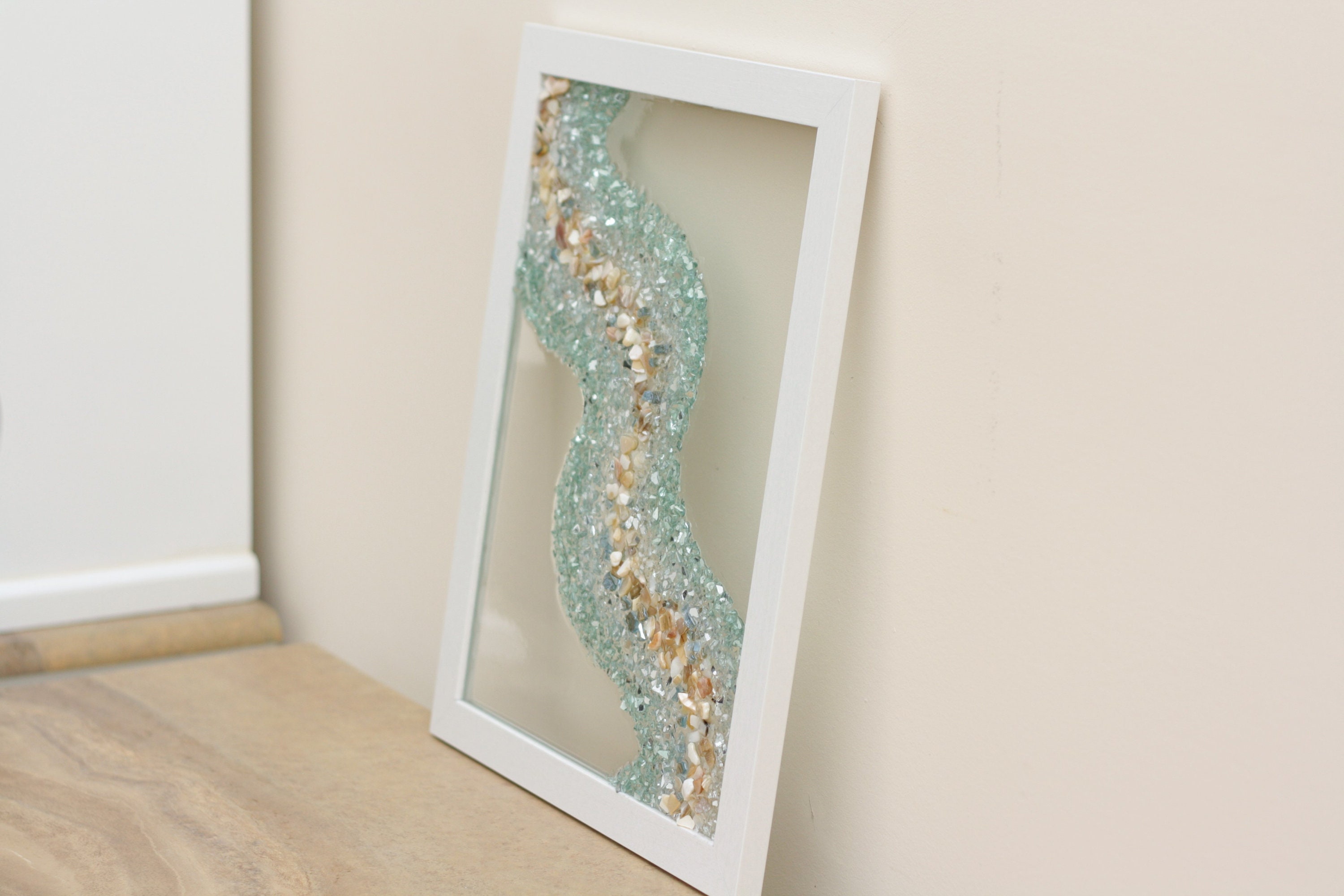 Resin Art Sea Glass Art Seaglass Art Beach Wall Art Epoxy | Etsy