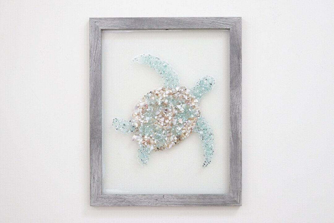 Sea Turtle Wall Art, Sea Glass Art, Resin Art, Seaglass Art, Beach ...