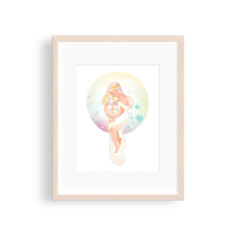 Cuddle Time original art print. nursery decor new mom's | Etsy