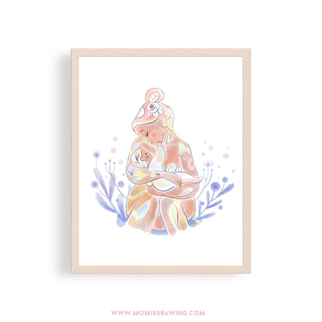 First Love. Original Art Hand Made Digital Print. New Mom Gift, Baby ...